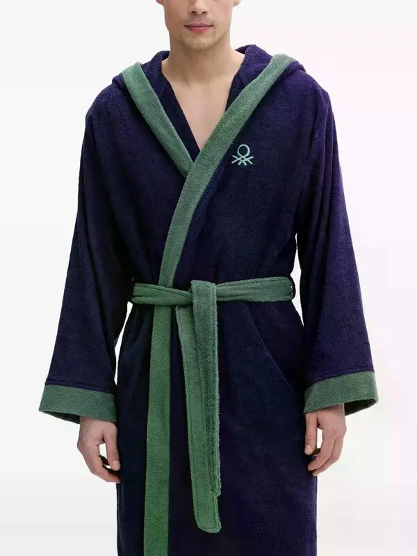 BENETTON Hooded Logo-embroidered Bathrobe