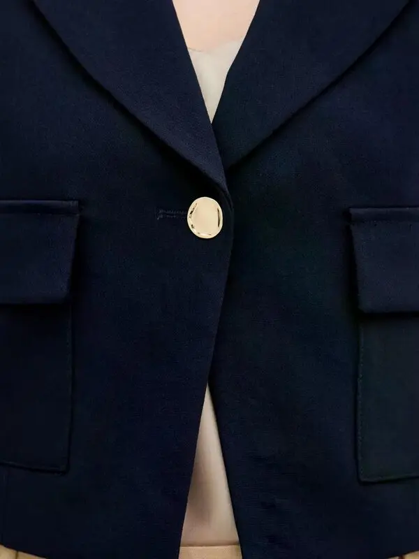 BENETTON Cropped Notched-lapel Blazer - Blue