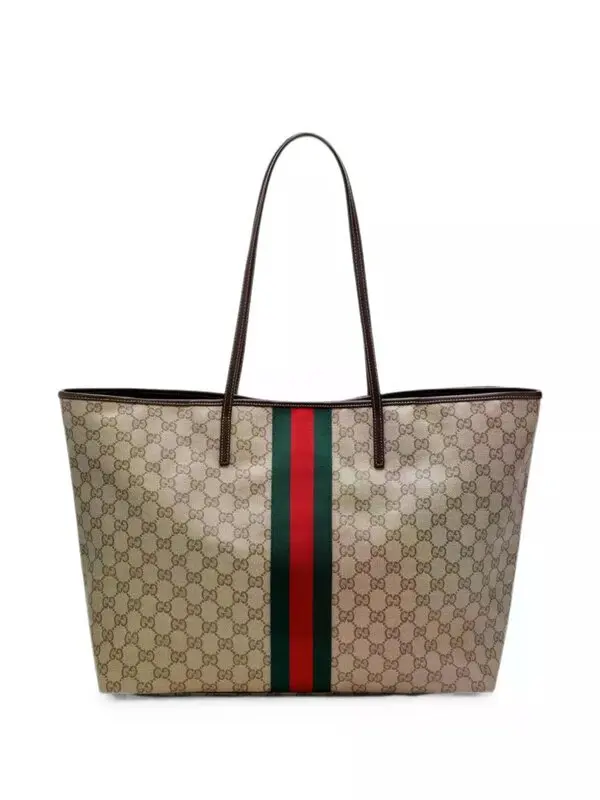 Gucci Large Tribeca Gg Web-stripe Tote Bag - Neutrals