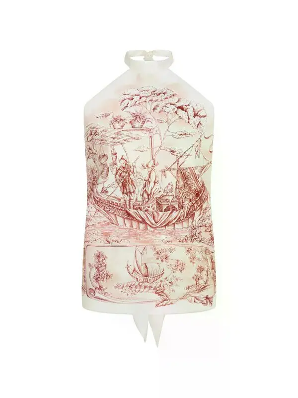 FERRAGAMO Voyage-print Silk Halter Neck Foulard Top