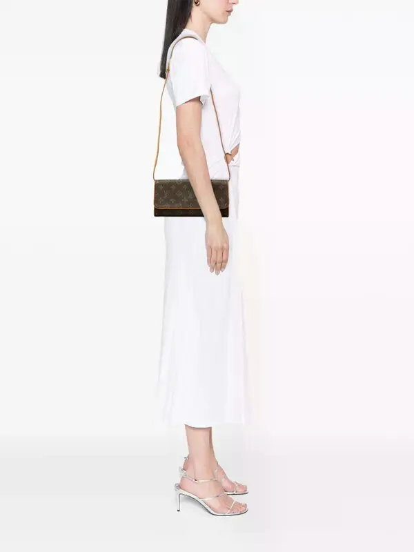 LOUIS VUITTON Monogram Pochette Twin Gm Crossbody Bag - Brown