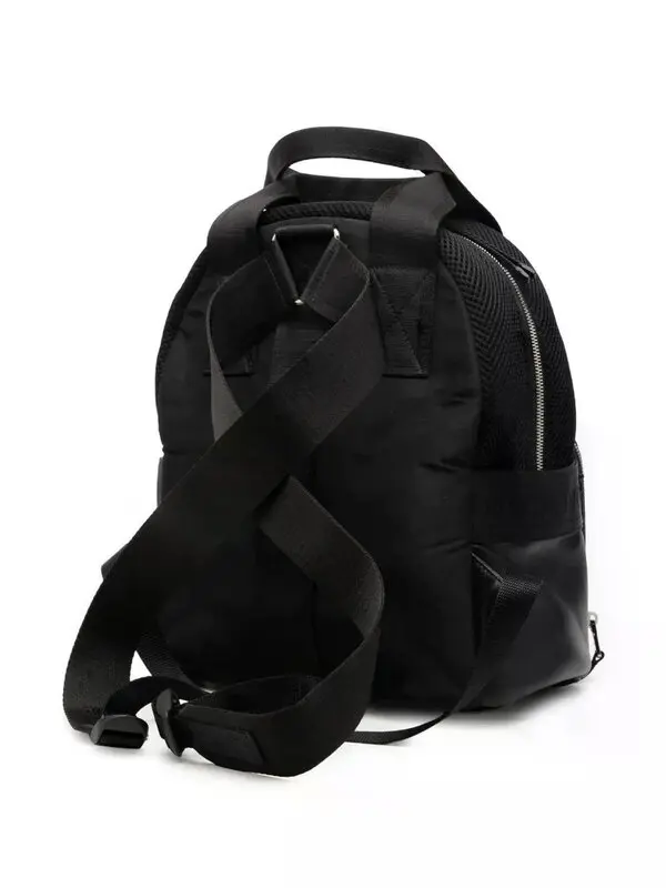 Miu Miu Leather Trimmed Matelasse Crystal Embellished Nylon Backpack