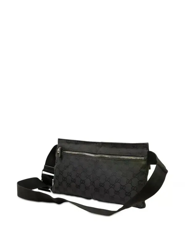 Gucci Gg Canvas Double Pocket Belt Bag - Black