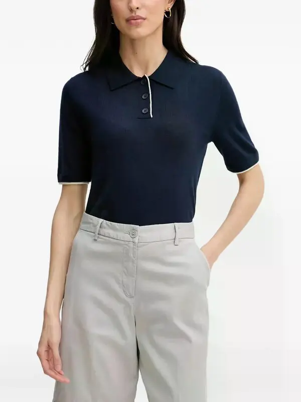BENETTON Fine Knit Contrast Trim Polo Shirt