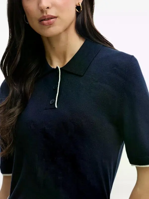 BENETTON Fine Knit Contrast Trim Polo Shirt