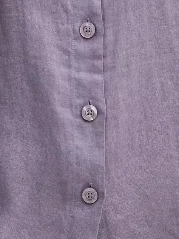 BENETTON Short-sleeve Shirt With Slub Texture And Button Fastening - Purple