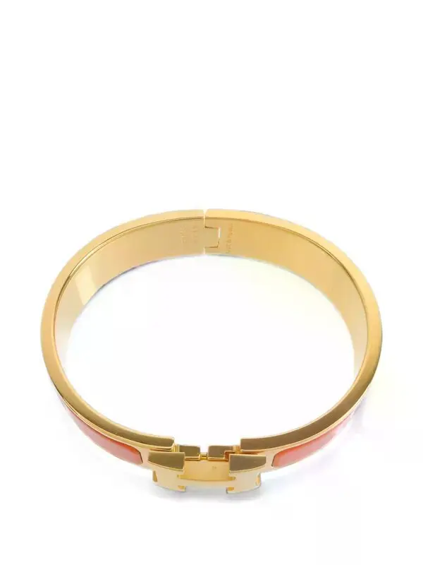 Hermès Clic-h Bracelet -tone Orange Enamel - Gold