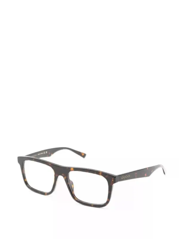 Gucci Tortoiseshell-effect Rectangle Frame Glasses - Brown