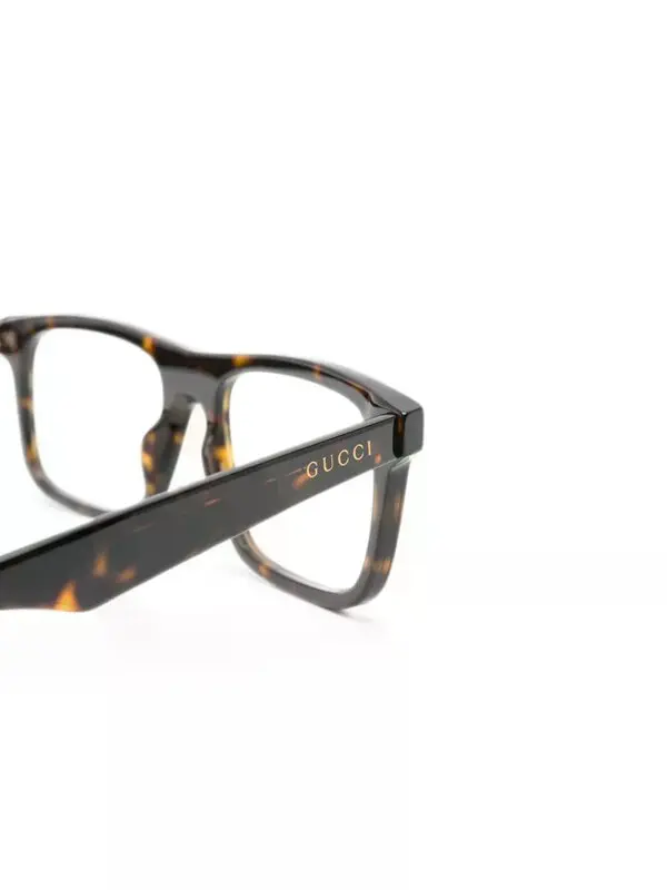 Gucci Tortoiseshell-effect Rectangle Frame Glasses