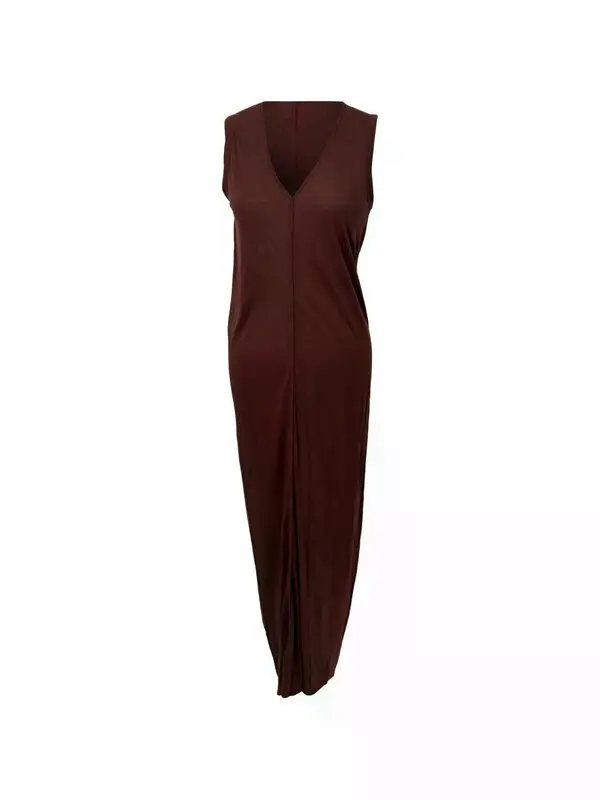 Rick Owens Sleeveless V-neck Maxi Dress - Brown