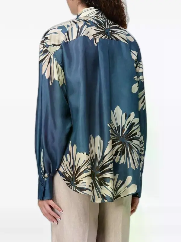 Brunello Cucinelli Floral Print Silk Shirt