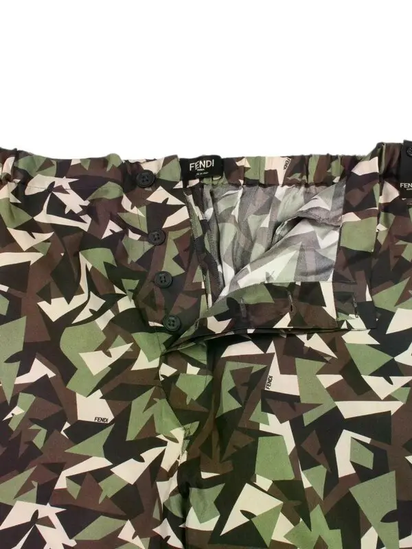 Fendi Camouflage Print Silk Wide-leg Trousers