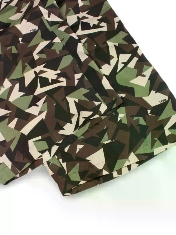 Fendi Camouflage Print Silk Wide-leg Trousers