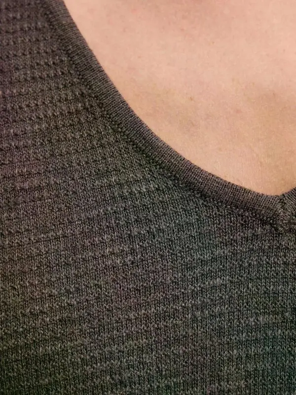 BENETTON V-neck Waffle-knit Top