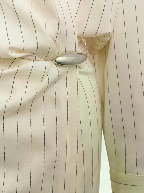 DONDUP Pinstripe Wrap Maxi Dress - Neutrals