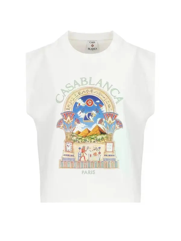 Casablanca L'arche' Graphic Print Sleeveless T-shirt - White