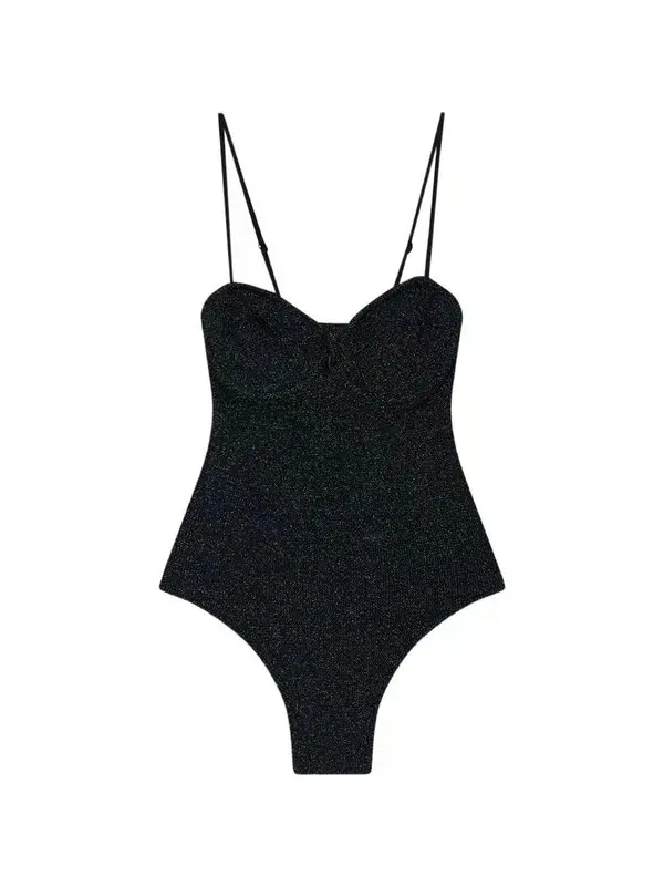 MC2 SAINT BARTH Crinkle-lurex Swimsuit - Black