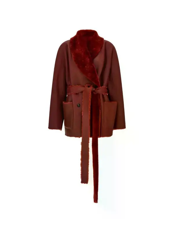 FERRAGAMO Reversible Shearling Belted Jacket
