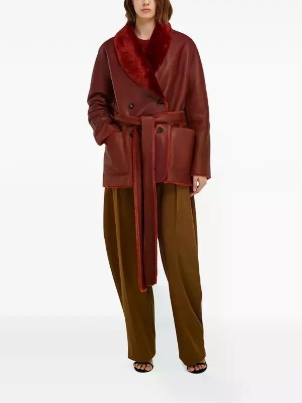 FERRAGAMO Reversible Shearling Belted Jacket