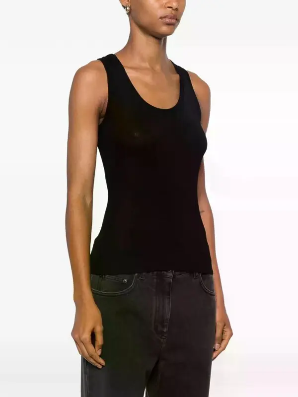 THE ROW Cendrea Ribbed Racerback Tank Top - Black