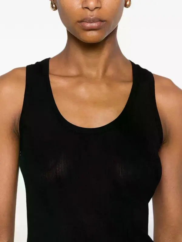 THE ROW Cendrea Ribbed Racerback Tank Top - Black