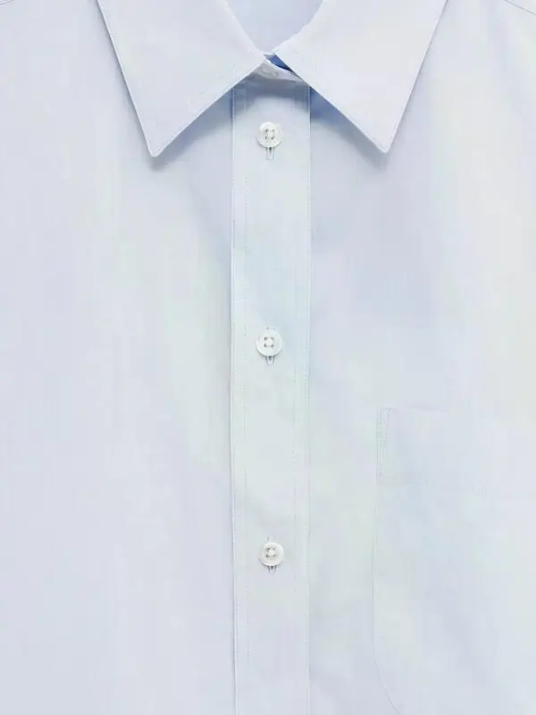THE ROW Gavina Shirt In Sea Island Cotton Chambray - Blue