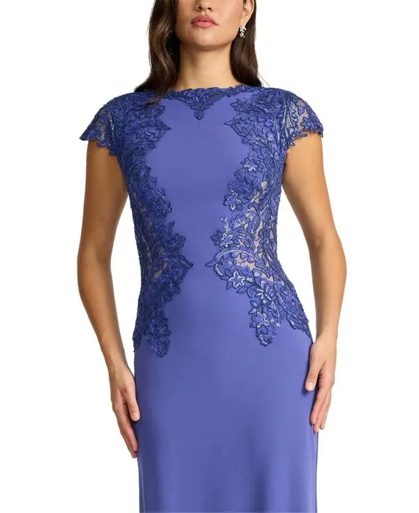 Tadashi Shoji Vicente Embroidered Crepe Gown