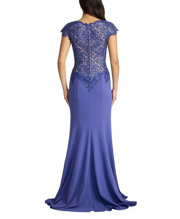 Tadashi Shoji Vicente Embroidered Crepe Gown