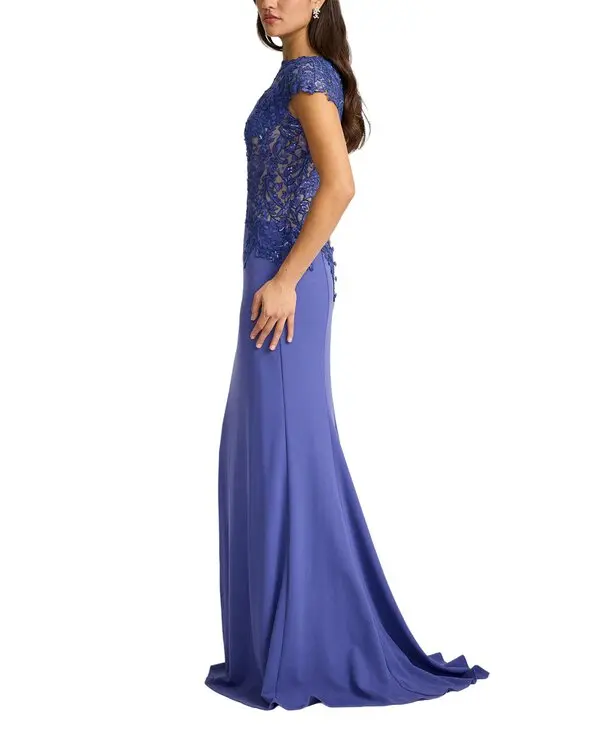 Tadashi Shoji Vicente Embroidered Crepe Gown