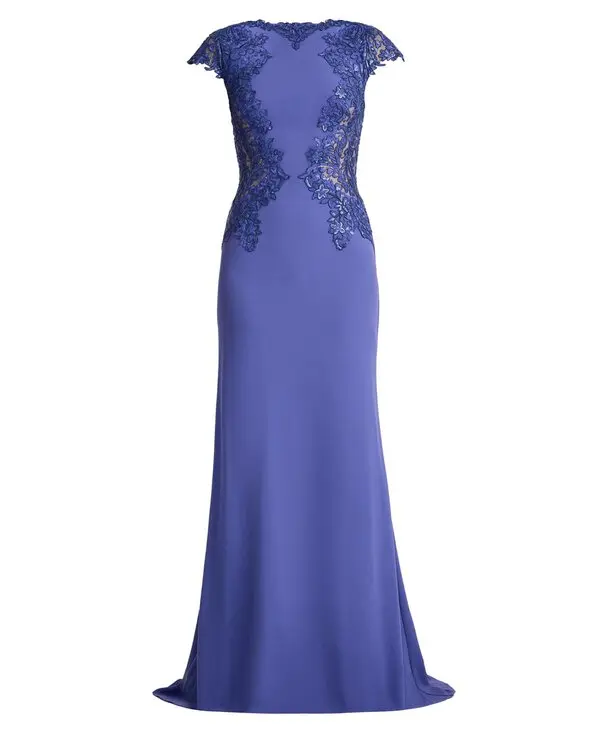 Tadashi Shoji Vicente Embroidered Crepe Gown