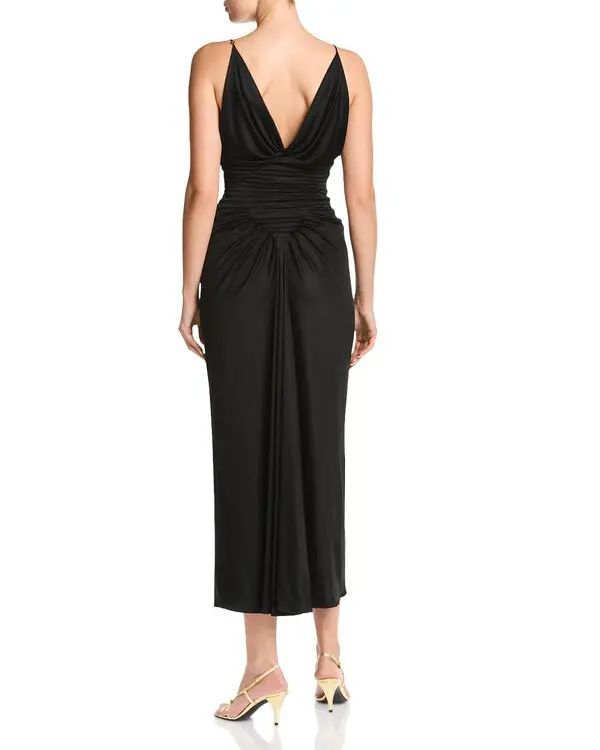 Versace Draped Plunging Neck Gown