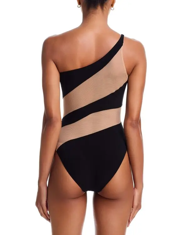Norma Kamali Mesh One Shoulder Swimsuit