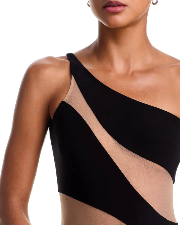 Norma Kamali Mesh One Shoulder Swimsuit
