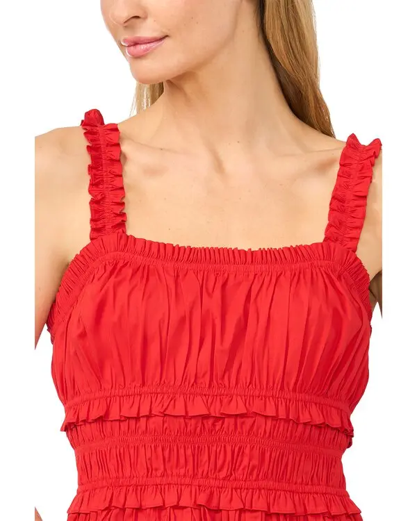 CECE DUPRAZ Strappy Smocked Midi Dress