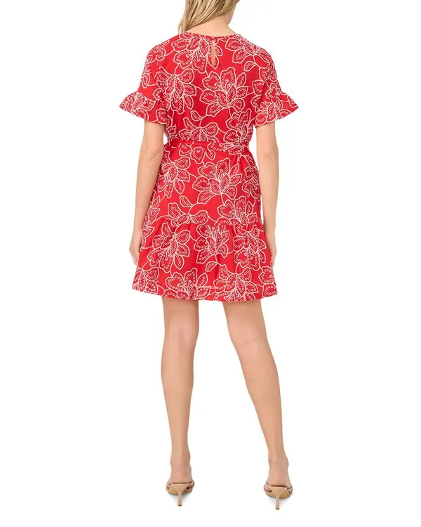 CECE DUPRAZ Eyelet Tie Waist Mini Dress
