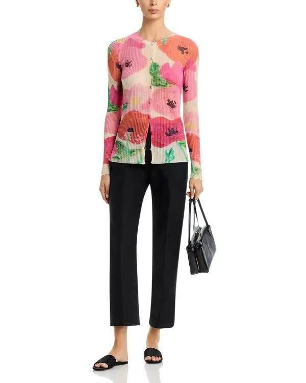 Lafayette 148 New York Printed Blossom Button Knit Cardigan