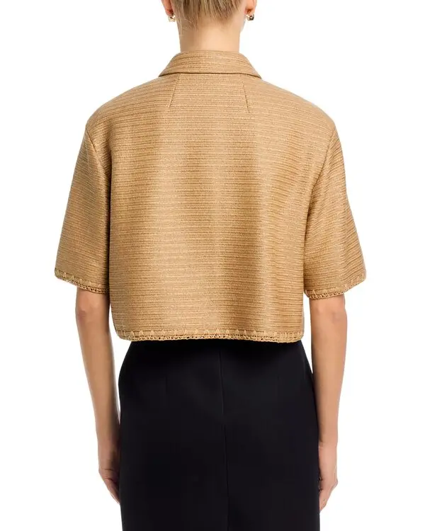 Lafayette 148 New York Cropped Shirt Jacket With Textured Weave