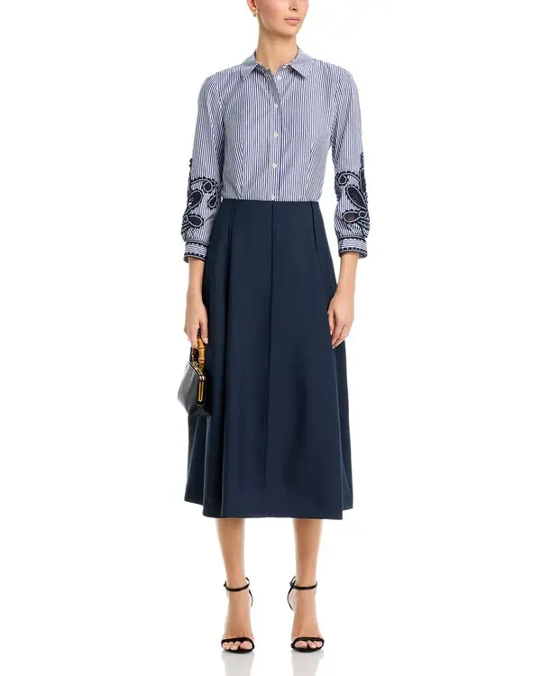 Carolina Herrera Ana Embroidered Sleeve Cotton Shirt