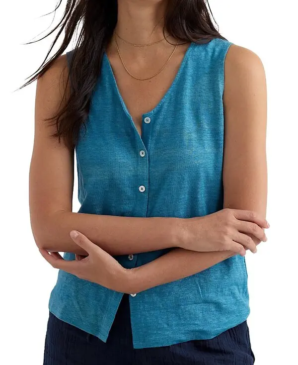 SEASALT CORNWALL Carn Glaze Linen Button-through Vest - Waterscape