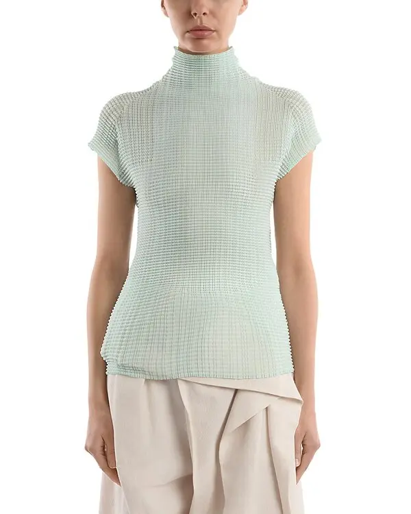 Issey Miyake Pleated High Neck Top