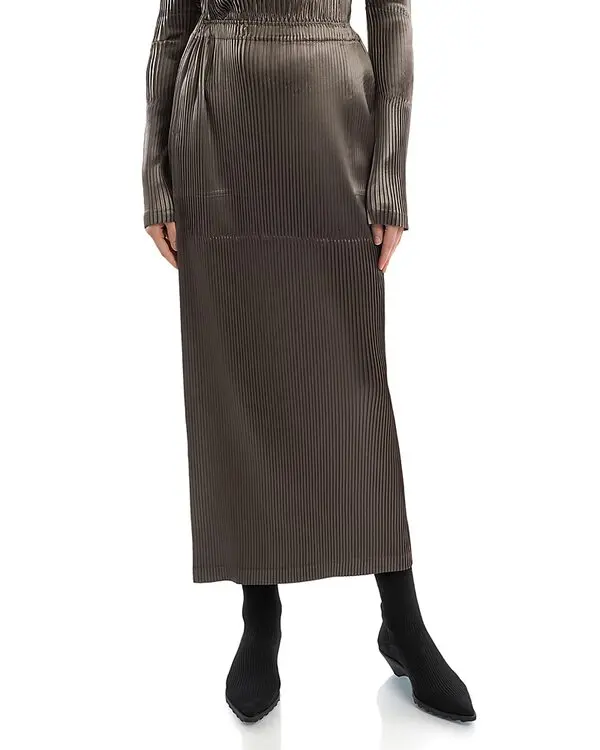 Issey Miyake Glossed Panels Pleats Skirt - Gray