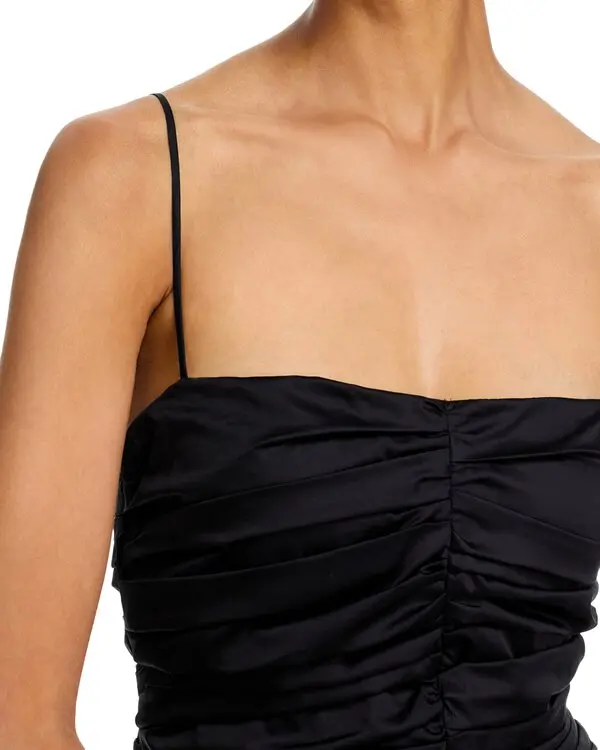 Tove Amina Cotton Ruched Bodice Midi Dress - Black