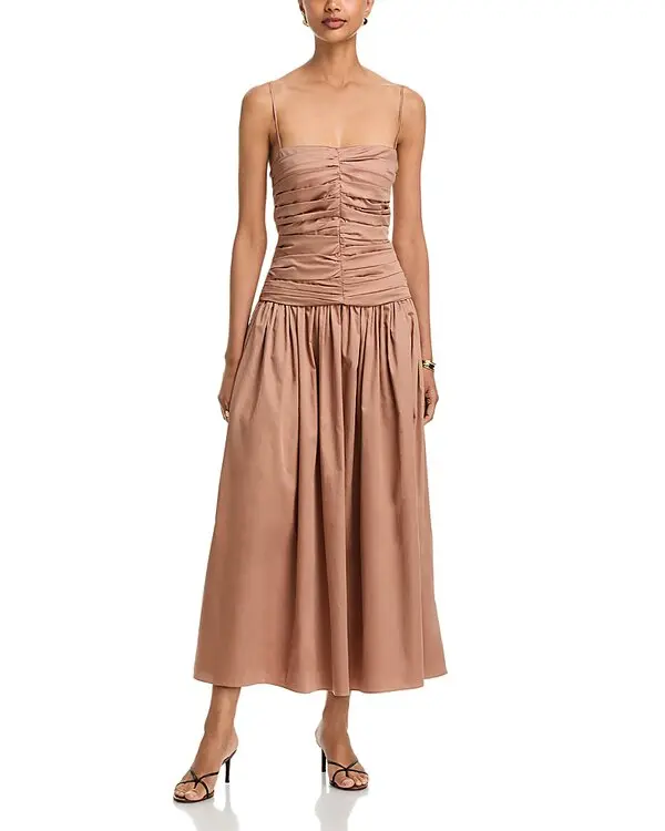 Tove Amina Cotton Ruched Bodice Midi Dress