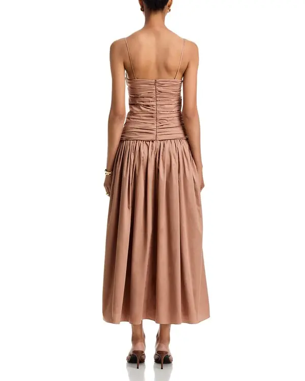 Tove Amina Cotton Ruched Bodice Midi Dress