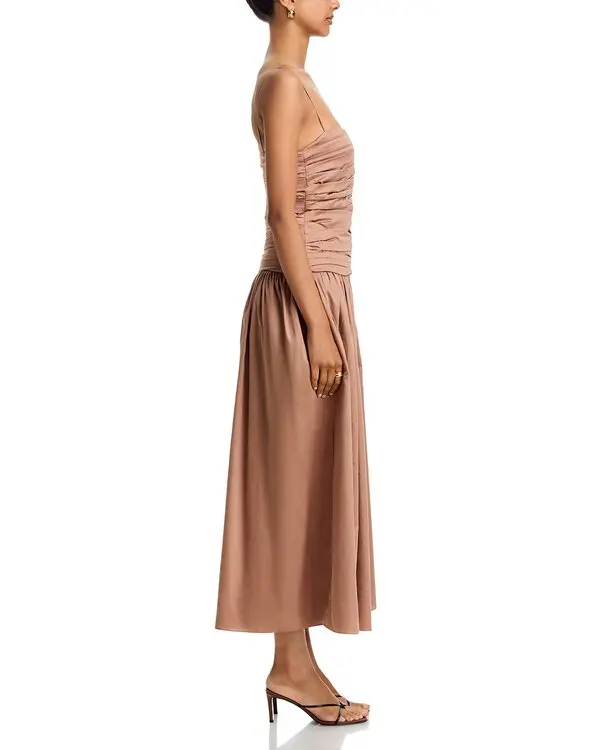 Tove Amina Cotton Ruched Bodice Midi Dress
