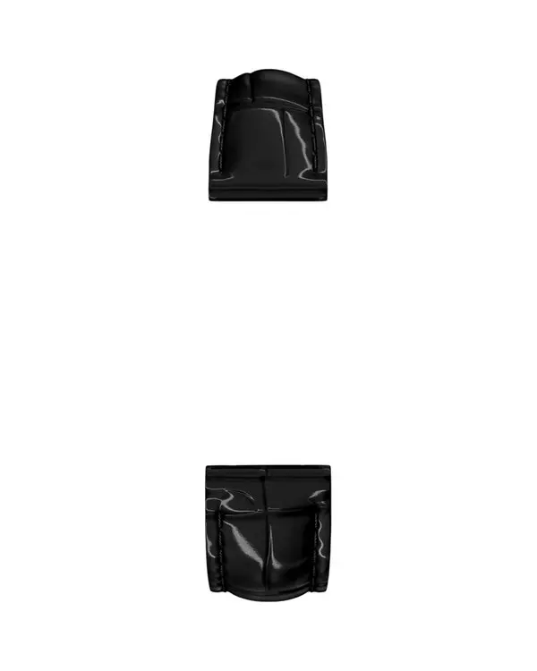 Michele Embossed Leather Watch Strap - Black/silver