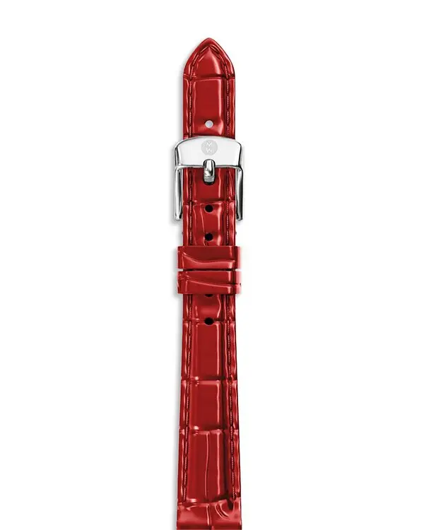 Michele Croco Embossed Leather Watch Strap - Ruby