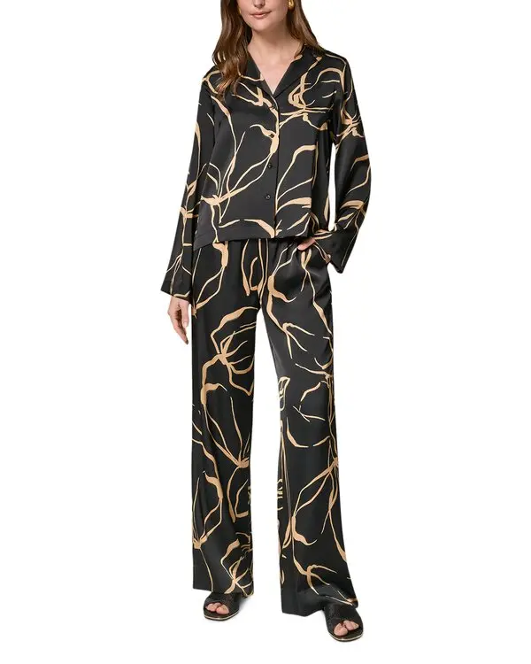 Donna Karan New York Printed Long Sleeve Button Up Top