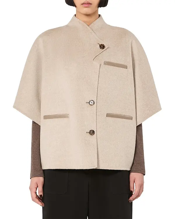 Max Mara Mxaandalo Cashmere Cape Jacket - Stone