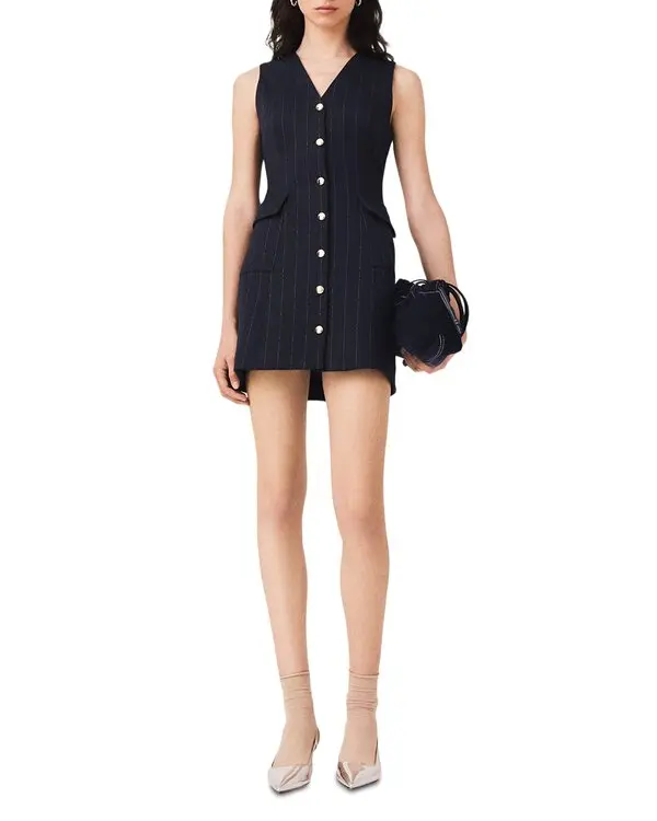 Maje Sleeveless Tailored Lurex Dress